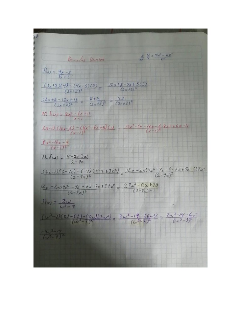 Derivada de Una División y Regla de La Cadena | PDF