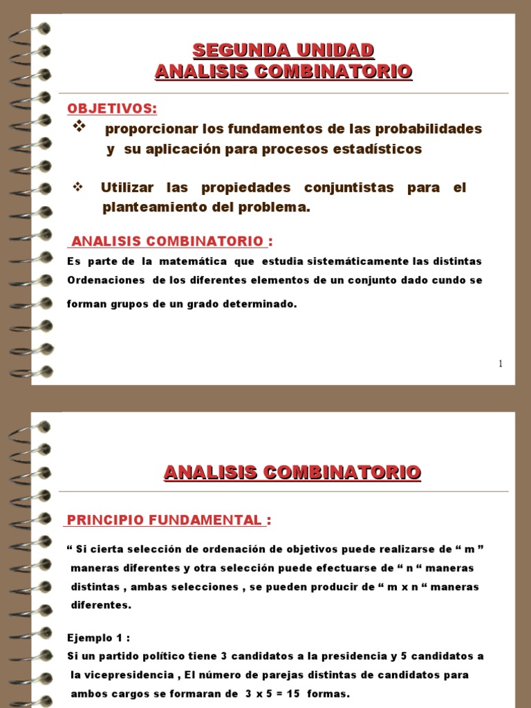 Analisis Combinatorio y Probabilidades Diapositivas | PDF ...