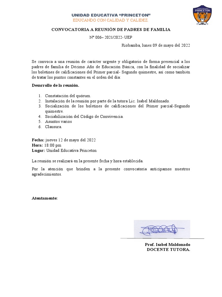 REUNIÓN DE PADRES DE FAMILIA Décimo | PDF