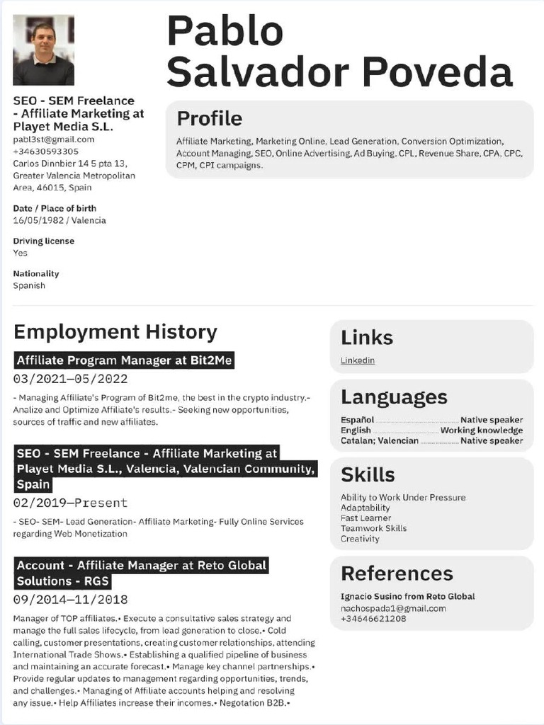 Pablo Salvador Poveda CV-2 | PDF