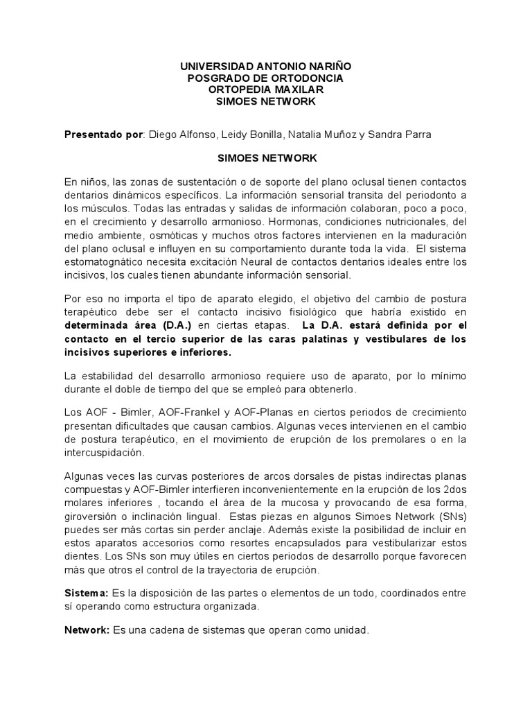 Resumen Simoes Network | PDF | Diente | Boca
