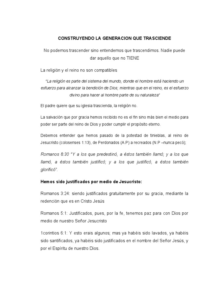 Una Generacion Que Trasciende | PDF | Cristo (título) | Gracia divina