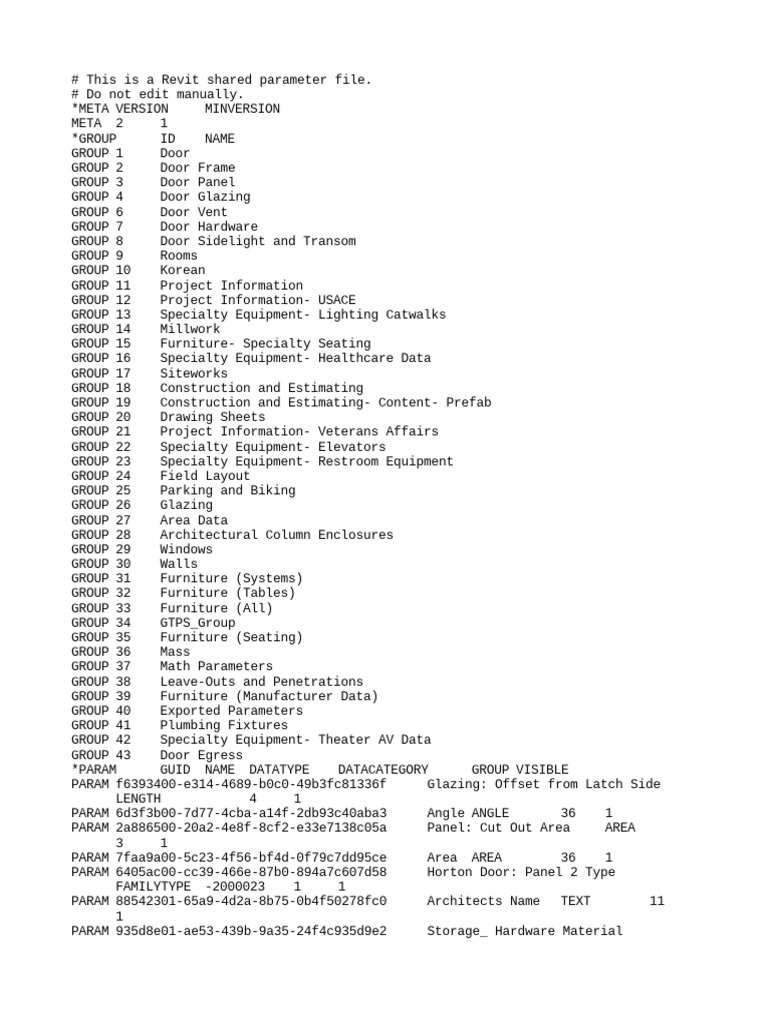 Beck Shared Parameters | PDF | Door | Window