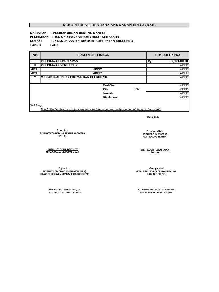 RAB Pembangunan Kantor Camat | PDF