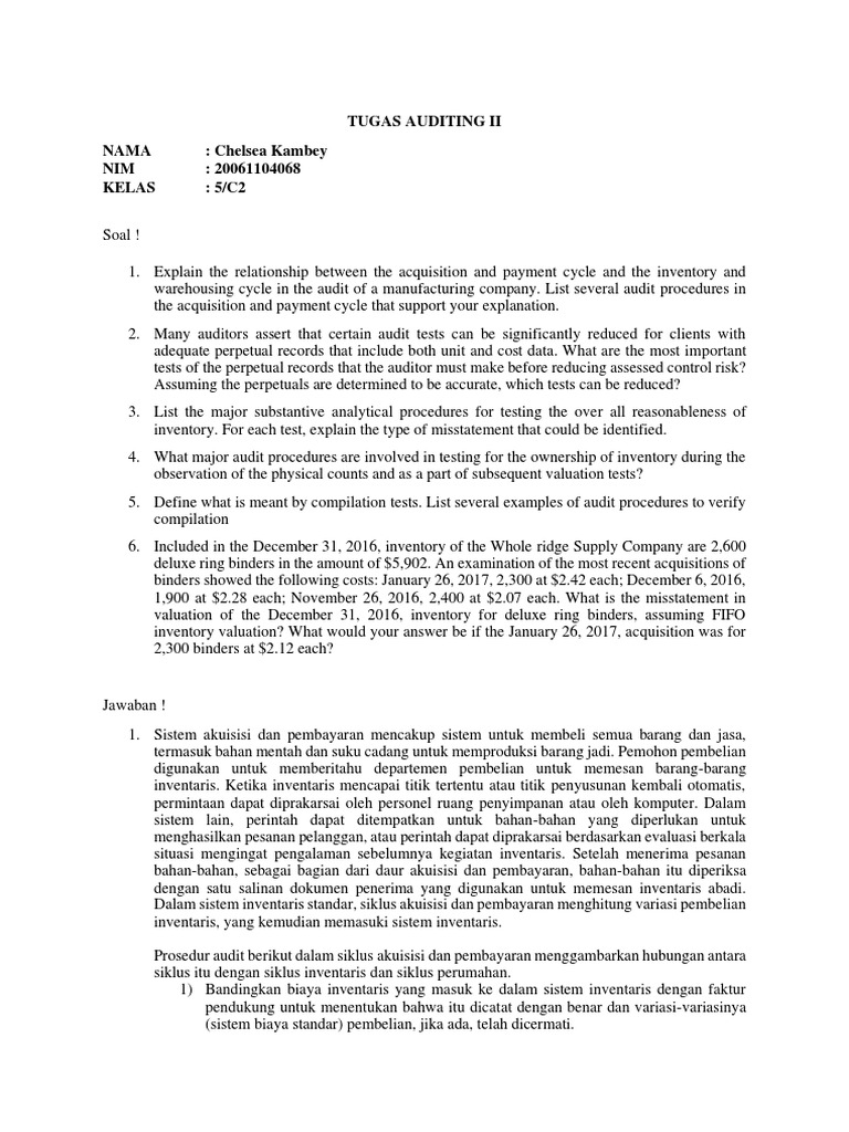 Tugas Individu Audit II | PDF | Audit | Inventory