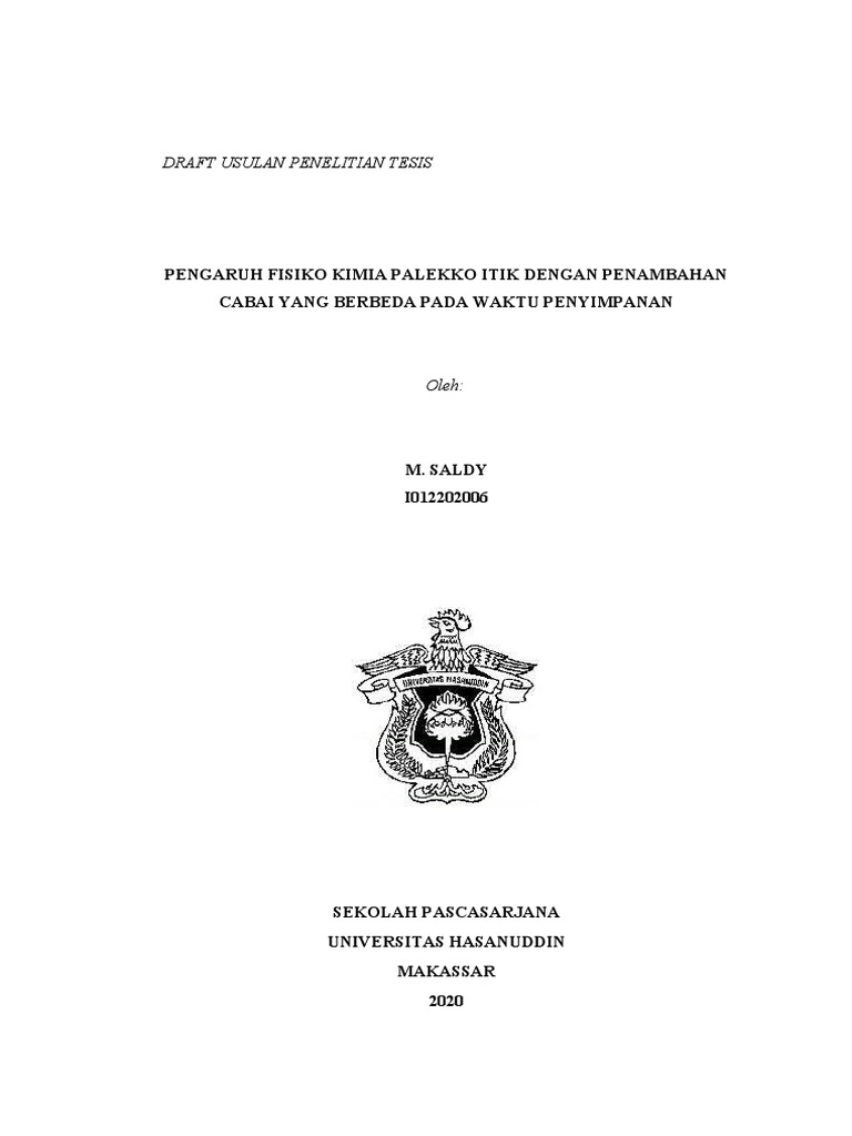 Draft Usulan Penelitian Tesis M. Saldy | PDF