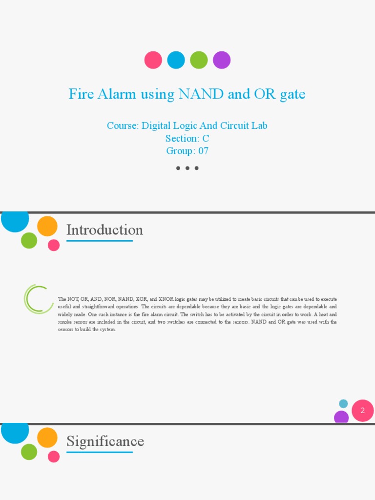 Fire Alarm Using NAND and OR Gate: Course: Digital Logic and Circuit ...