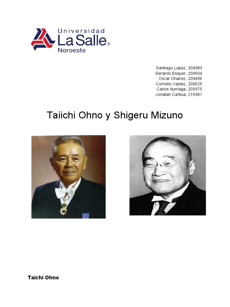 Taiichi Ohno y Shigeru Mizuno | PDF | Calidad (comercial) | Lean Manufacturing