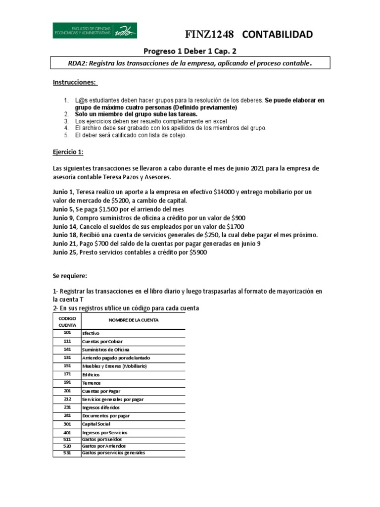 FINZ1248 P1 D1 C2 Registro Contable BC | PDF | Contabilidad | Dinero