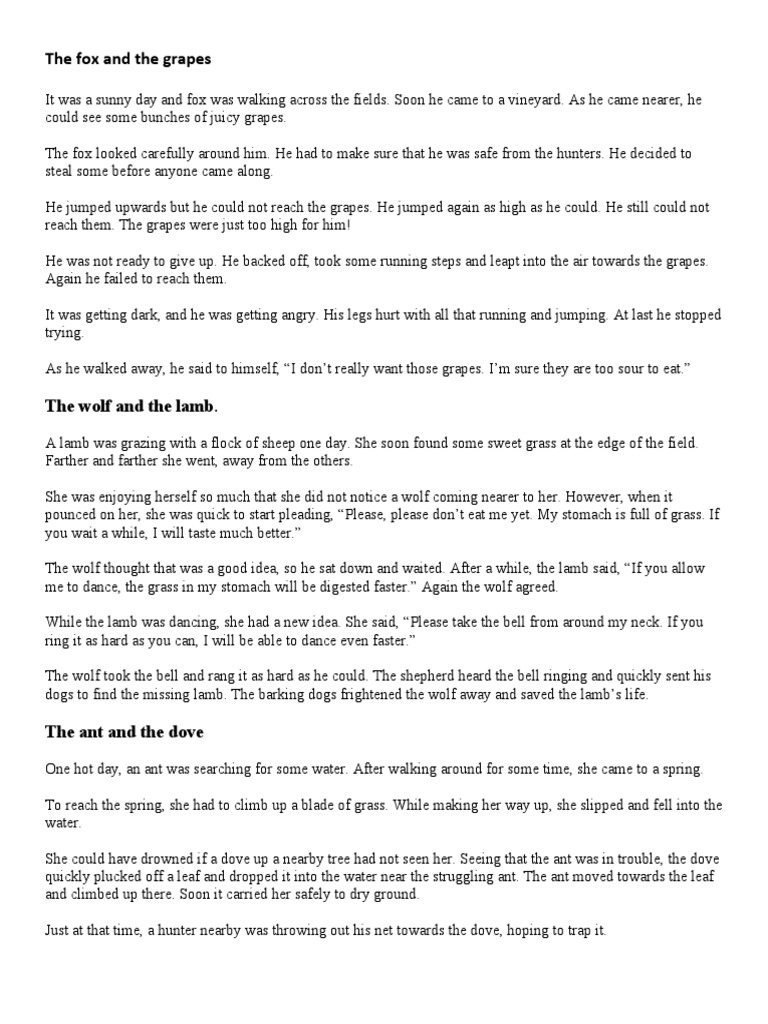 Fabulas en Ingles | PDF