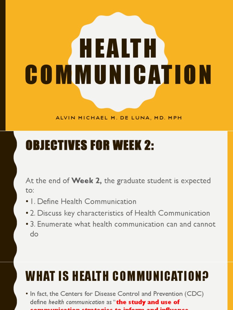 Week 2 - Health Communication (Autosaved) | PDF | Communication ...