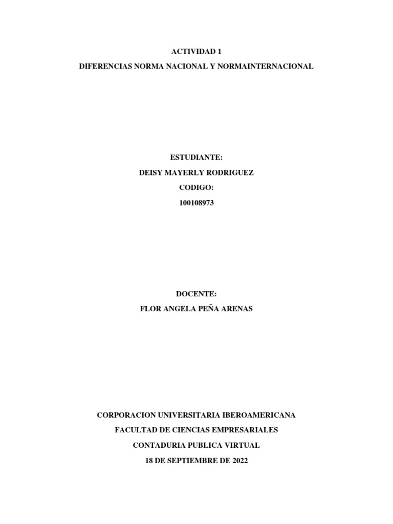 Actividad 1 Diferencia Entre Norma Nacional y Norma Internacional | PDF | normas internacionales ...