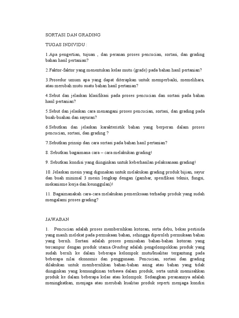 Sortasi Dan Grading | PDF | Sains & Matematika | Teknologi & Rekayasa