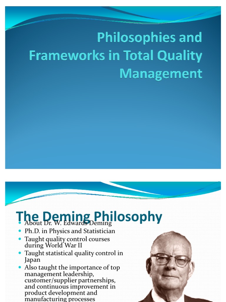 TQM Philosophies and Frameworks | PDF | Six Sigma | Quality Management