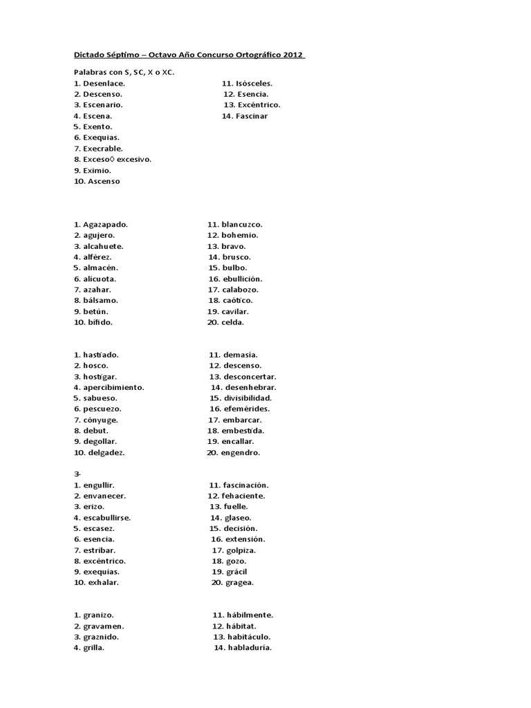 Palabras para Dictado | PDF