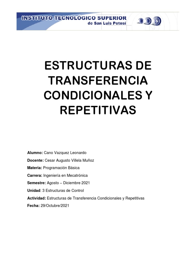 Estructuras Condicionales y Repetitivas | PDF | Flujo de control ...