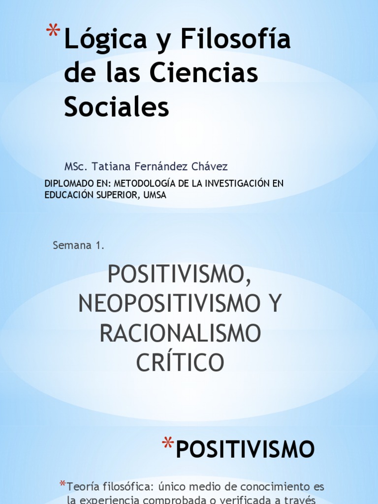 Positivismo, Neopositivismo y Racionalismo Critico | PDF | Positivismo ...
