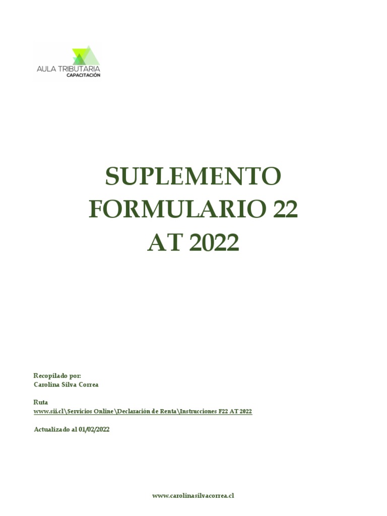 Instrucciones Formulario 22 AT 2022 | PDF | Impuestos | Dividendo
