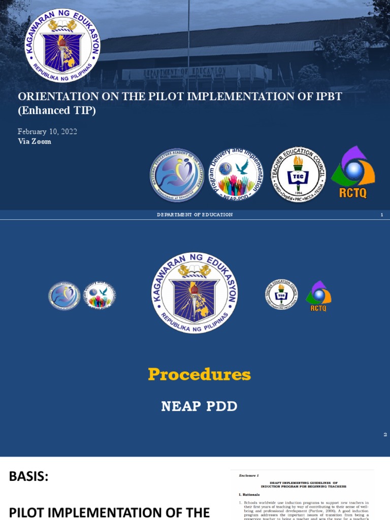 Pilot Implementation of IPBT Enhanced TIP | PDF | Mentorship | Teachers