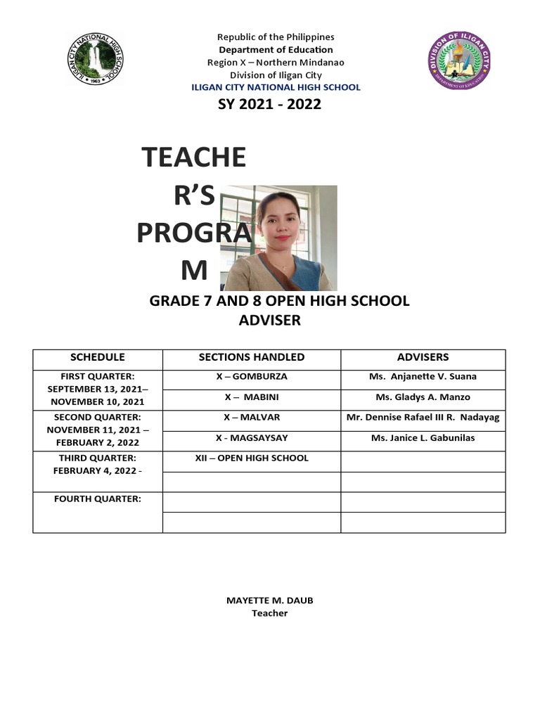 Teacher's Program | PDF | Philippines