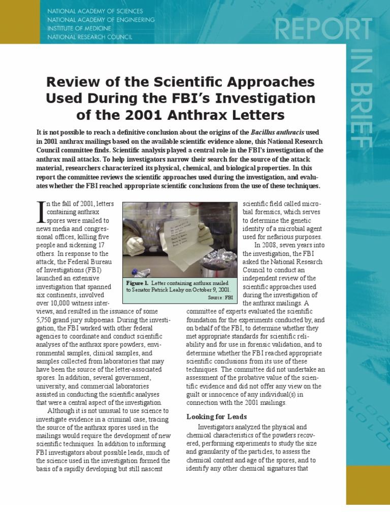 Review of The Scientific Approaches Used During The FBI's Investigation ...