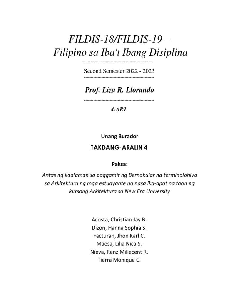 Acosta Christianjay 4ar1 Fildis Module 3 Takdang Aralin 4 | PDF