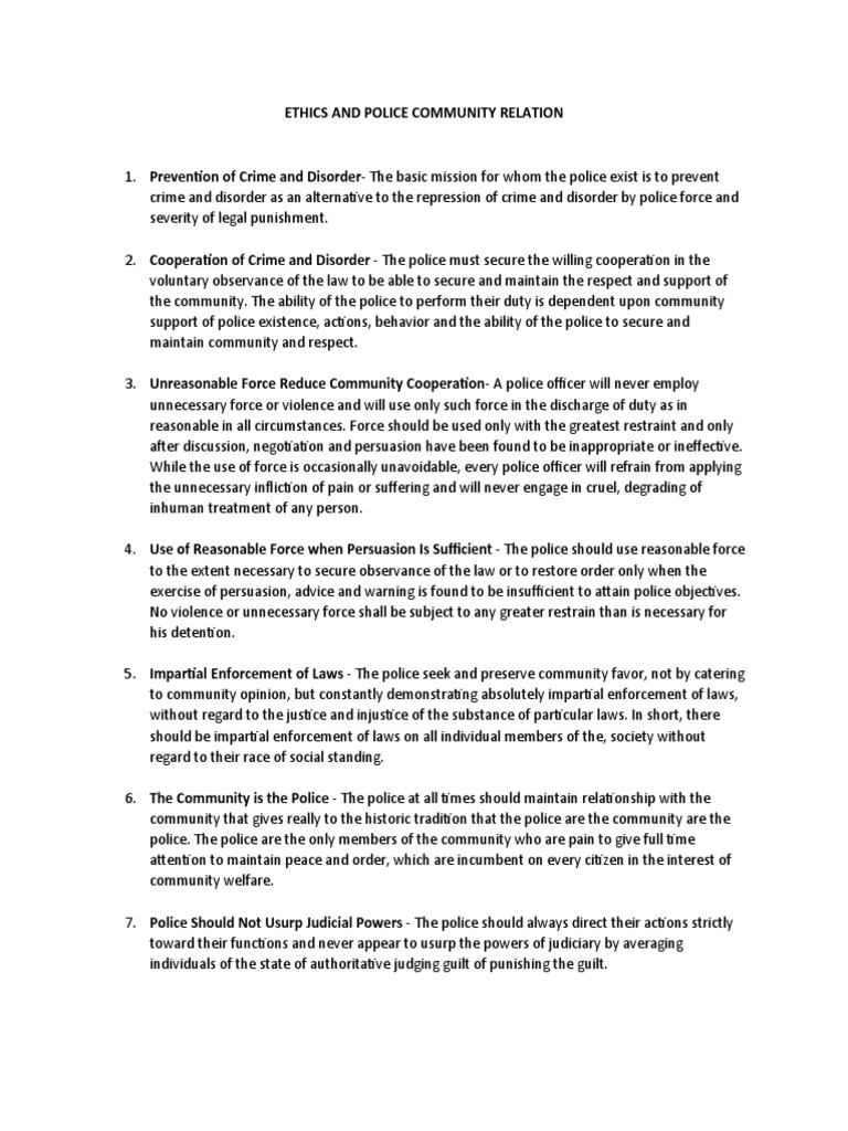 Reference Ethics and Police Community Relation | PDF | Police | Crime ...