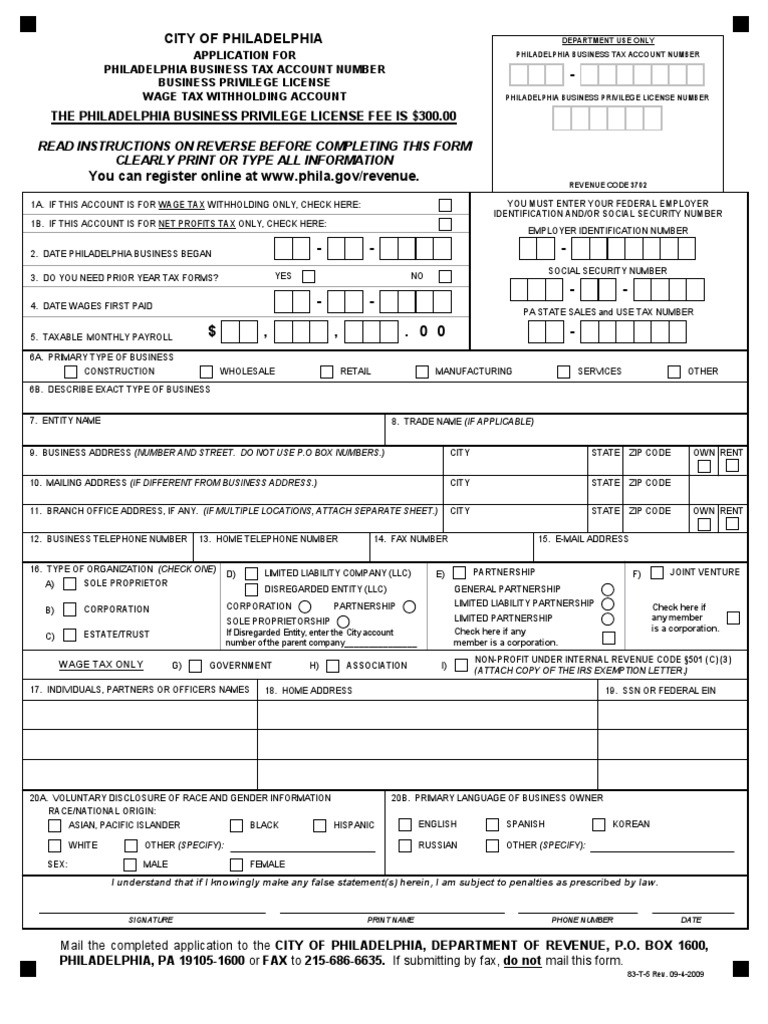 City of Philadelphia: The Philadelphia Business Privilege License Fee ...