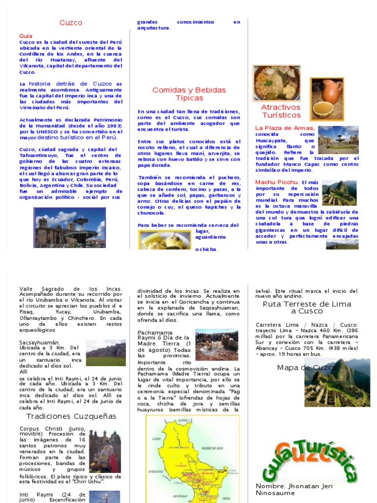 PDF Cuzco Triptico | PDF | Imperio Inca