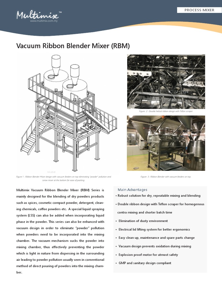 Vacuum Ribbon Blender Mixer (RBM) | PDF | Applied And Interdisciplinary ...