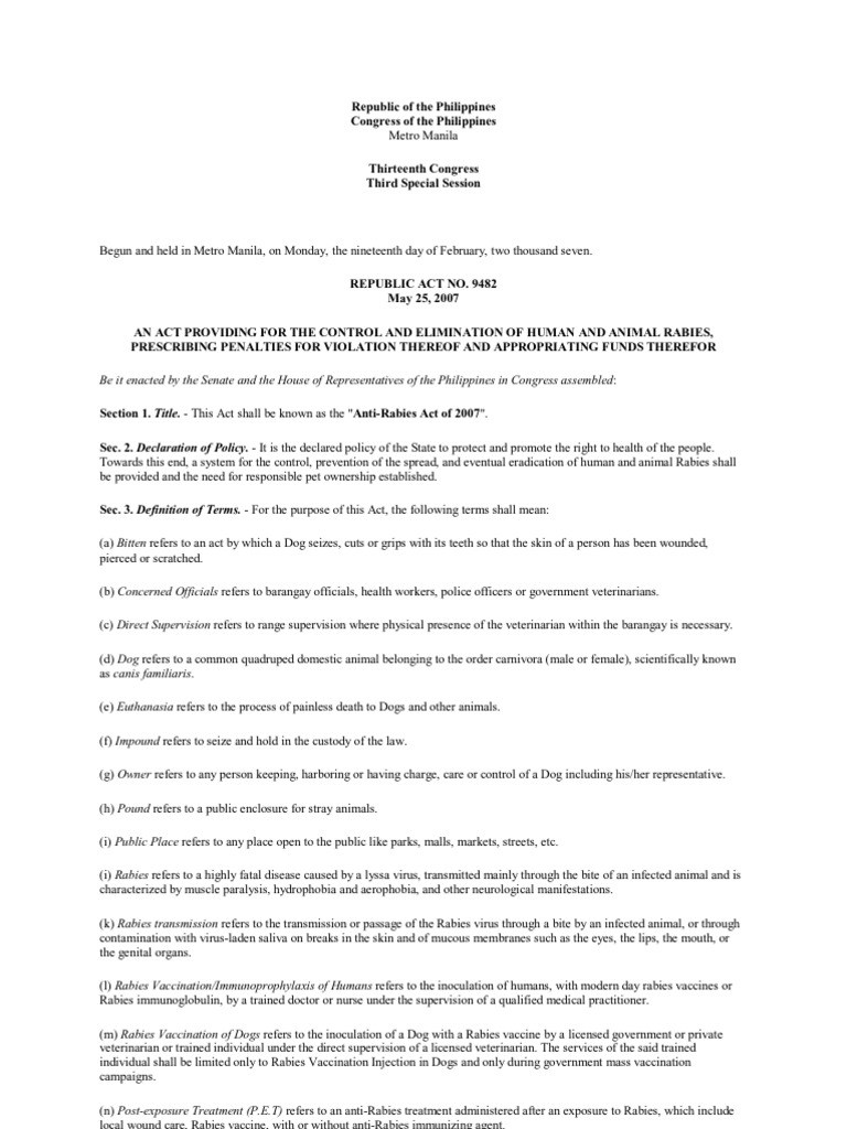 Anti Rabies Act | PDF