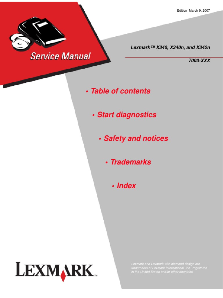 Service Manuel Lexmark x342n | PDF | Implied Warranty | Trademark