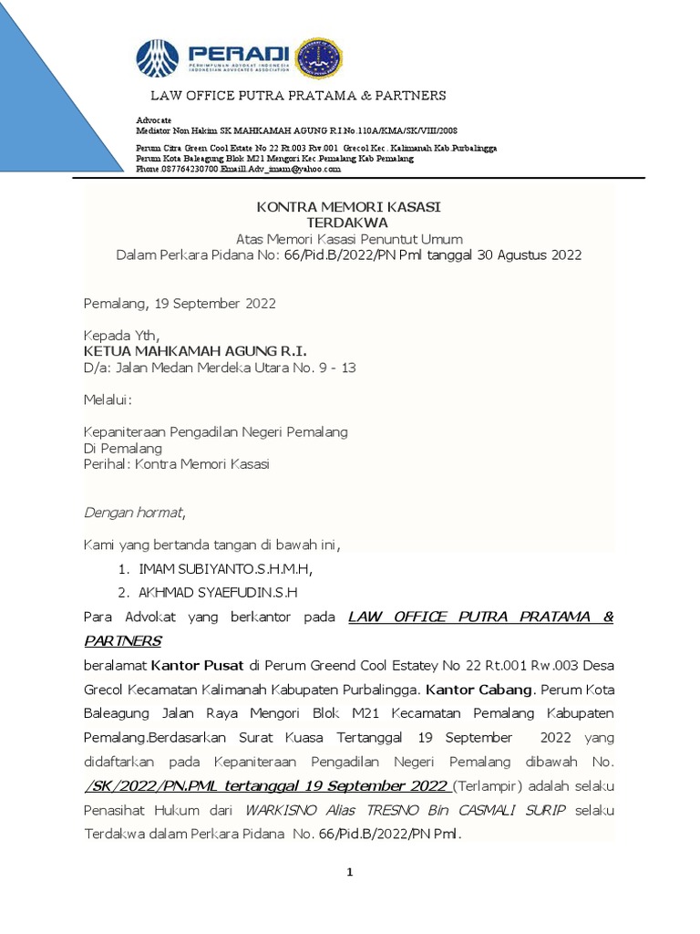 Kontra Memori Kasasi | PDF