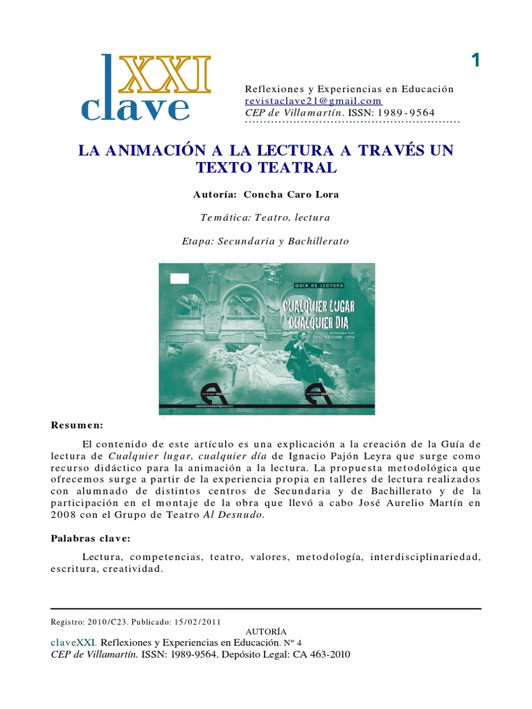 Animación a la Lectura con Teatro | PDF