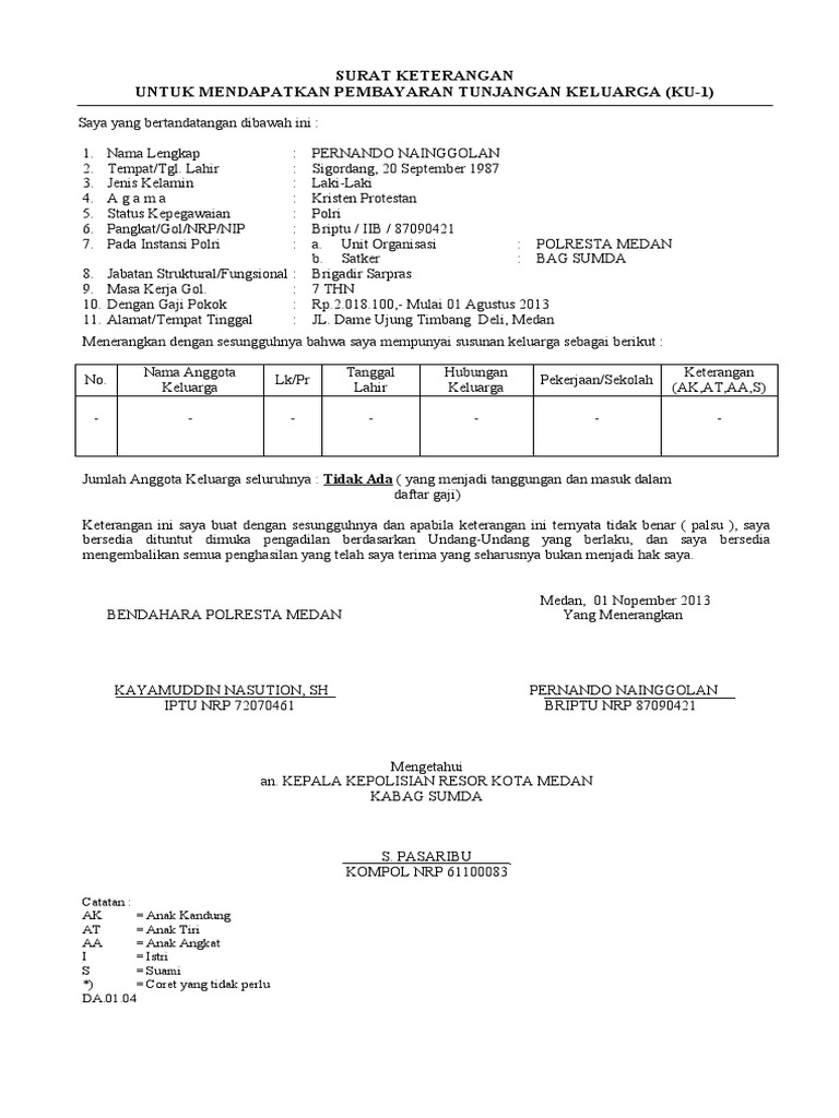 Surat Keterangan KU-1 | PDF