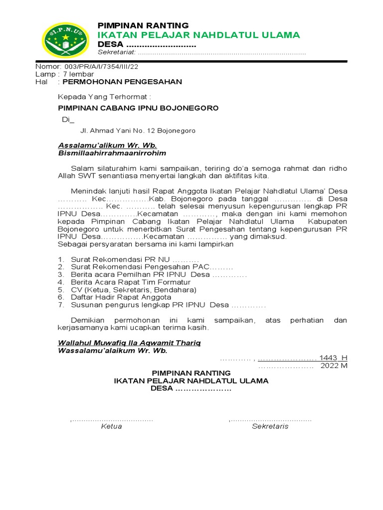 Pengajuan SP PR Ipnu Fix-1 | PDF