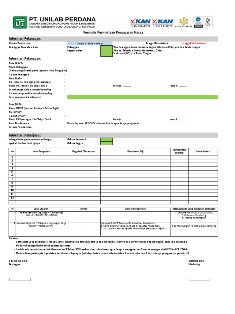 Form Permintaan Penawaran Harga | PDF