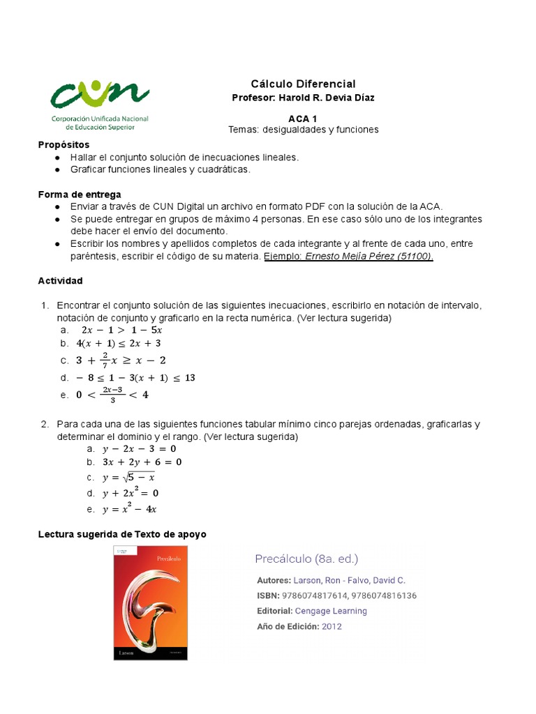 ACA 1 Cálculo Diferencial | PDF