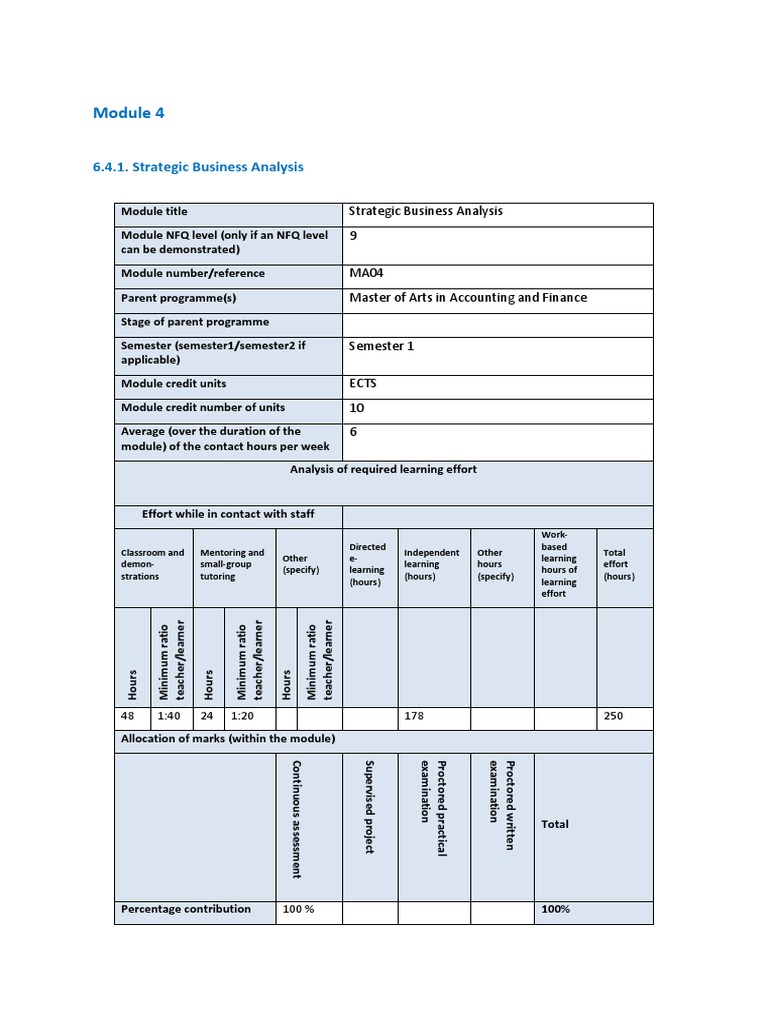 Strategic Business Analysis Module | PDF | Strategic Management ...