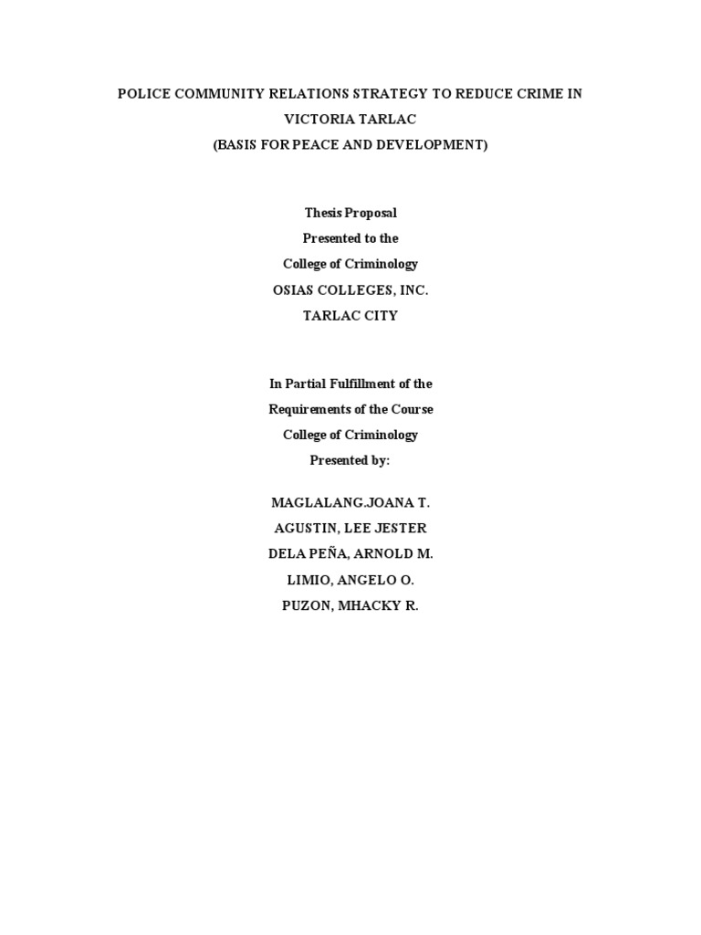Police Community Relations Strategy To Reduce Crim | PDF | Survey ...