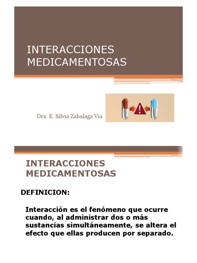 Interacciones medicamentosas: definición y clasificación | PDF | Medicamentos con receta ...