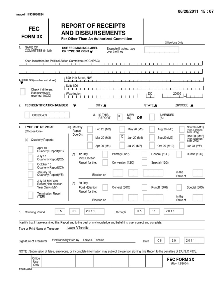 Report of Receipts and Disbursements: Form 3X | PDF | Political Action ...