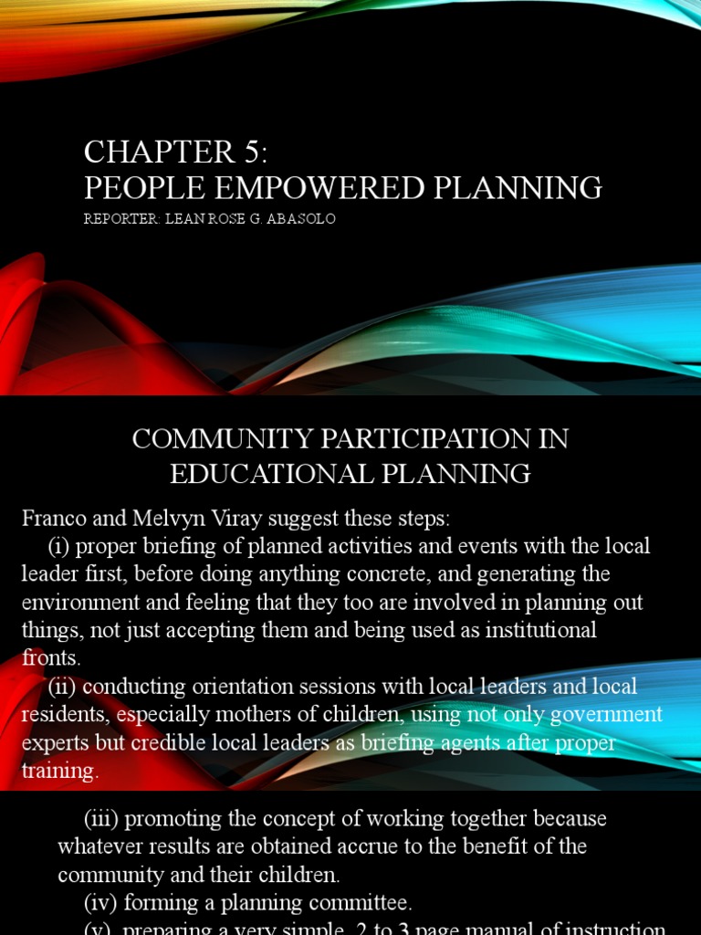 Community Participation in Educational Planning | PDF | Cognition