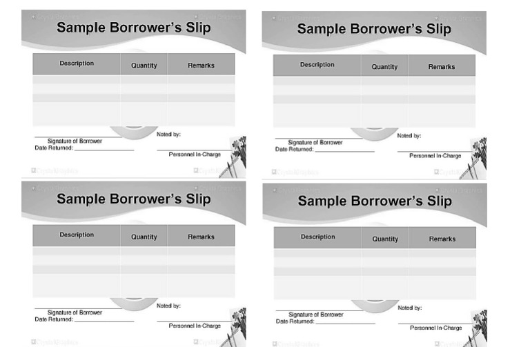 Borrowers Slip Format | PDF
