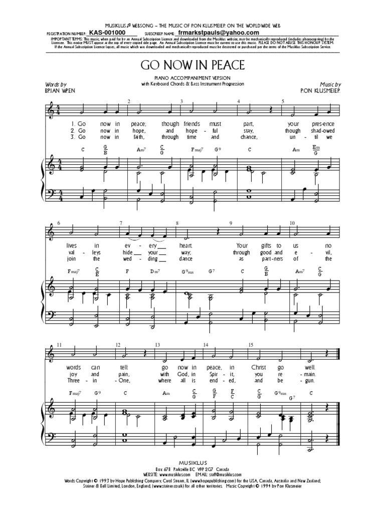 Go Now in Peace | Download Free PDF | Sound | Performing Arts