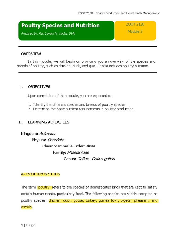 Module 2 Poultry Species and Nutrition | Download Free PDF | Vitamin ...