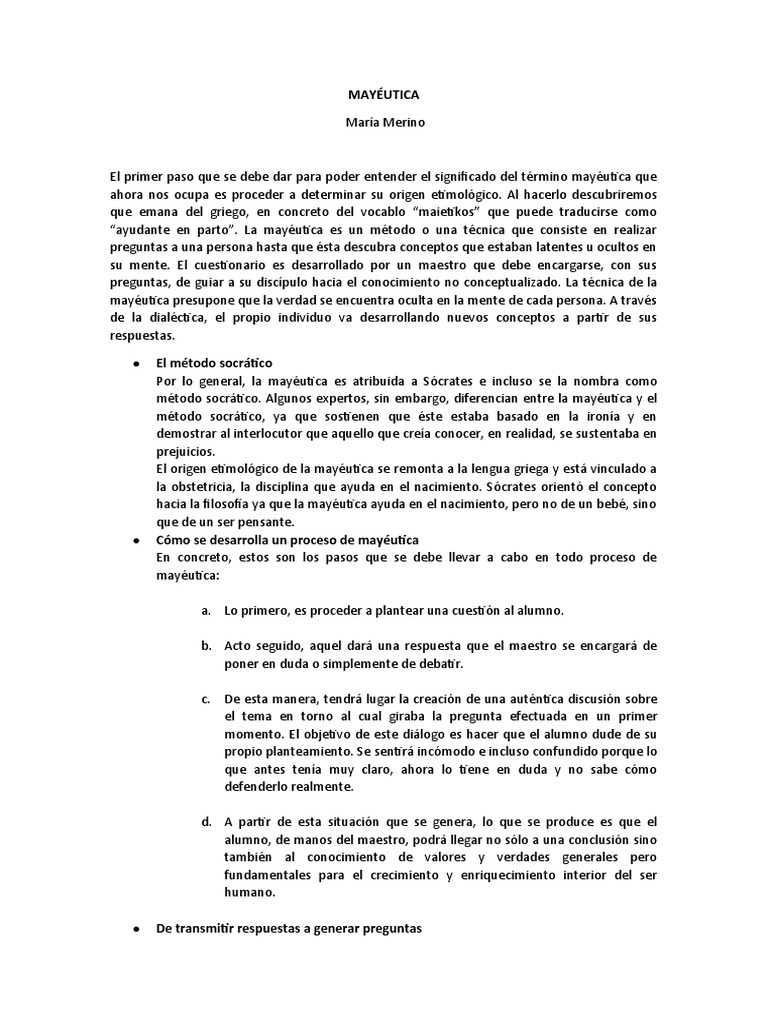 MAYÉUTICA | PDF | Metodología filosófica | Metafilosofía