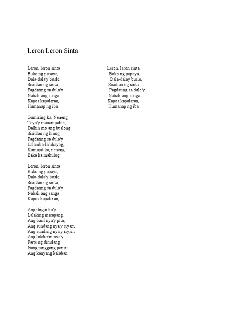 Leron Leron Sinta | PDF