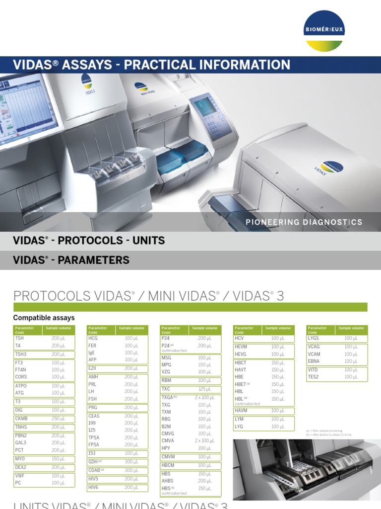Vidas Assays Practical Information | PDF | Medical Specialties ...