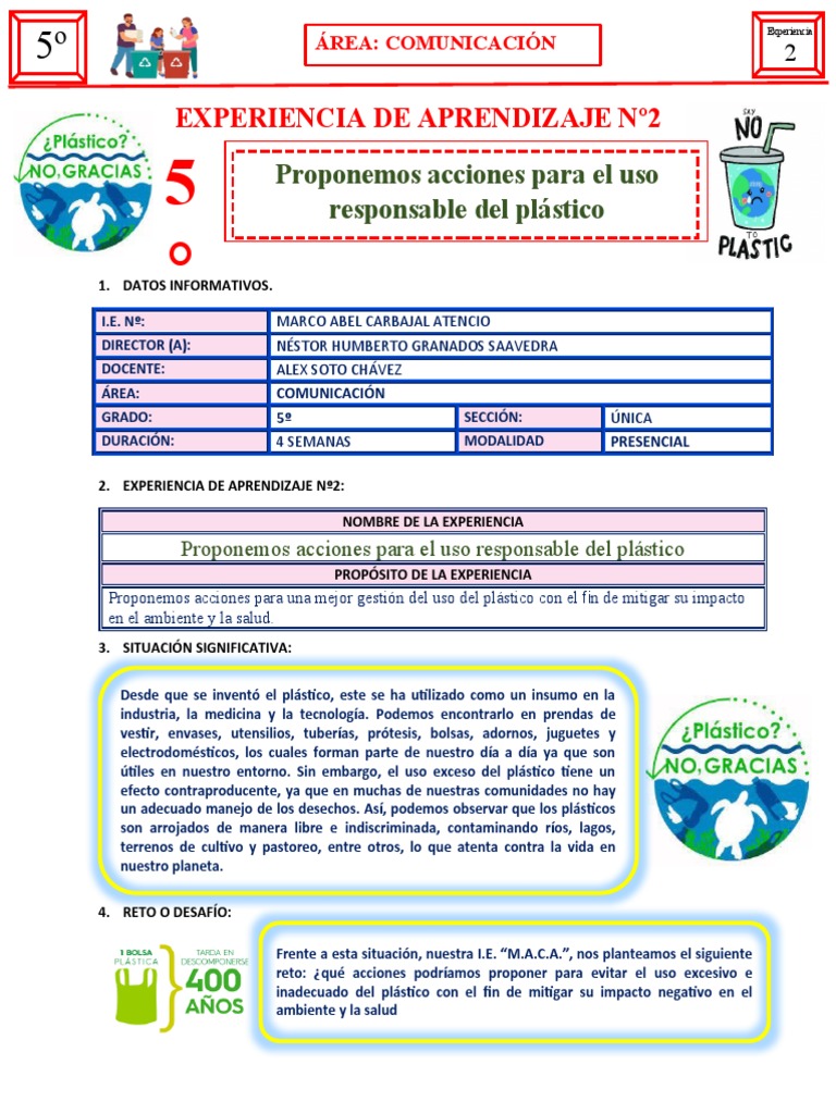 5° Experiencia de Aprendizaje N°2 - Comunicación-Miraflores-2022 | PDF | Comunicación | Experiencia